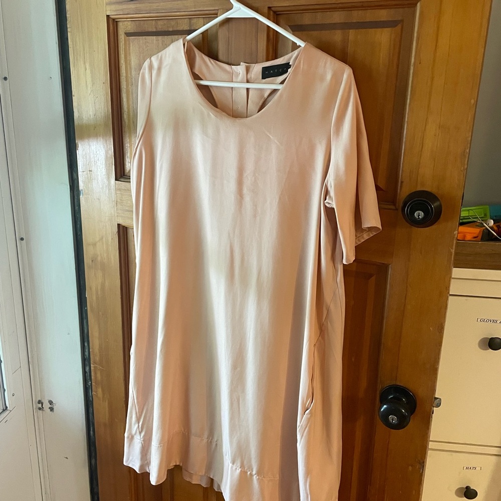 Champagne Pink Hatch Maternity Mini Dress. Gently - Gem